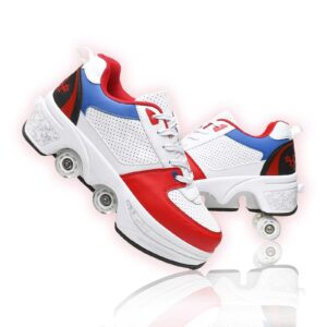 casual roller skates for girls women, adjustable deformation skates for boys men, outdoor sports roller skates with 4 wheels can be hidden, perfect skating beginners gift