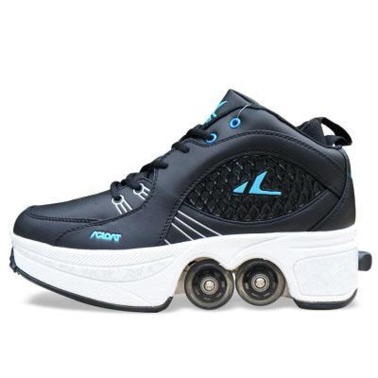 NOLLY Shoes Roller, Roller Sneakers Shoes Wheels for Best Gifts, Quad Roller Pulley Ice Skates for Adult Outdoor Sports,Black-39