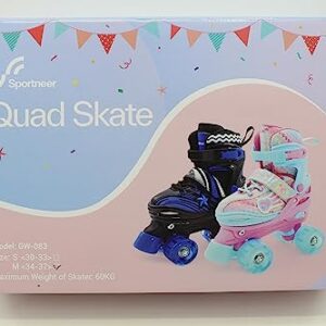 Sportneer Kids Roller Skates, Roller Skates with Protective Gear Set, Adjustable Roller Skates with 8 Light up Wheels, for Girls Kids Youth Beginner Indoor & Outdoor Use (1pair)