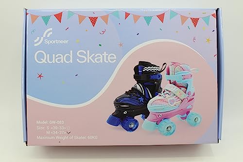 Sportneer Kids Roller Skates, Roller Skates with Protective Gear Set, Adjustable Roller Skates with 8 Light up Wheels, for Girls Kids Youth Beginner Indoor & Outdoor Use (1pair)