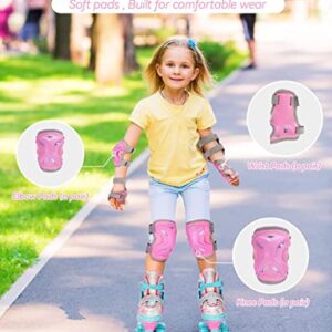 Sportneer Kids Roller Skates, Roller Skates with Protective Gear Set, Adjustable Roller Skates with 8 Light up Wheels, for Girls Kids Youth Beginner Indoor & Outdoor Use (1pair)