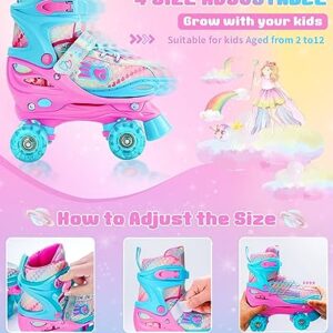 Sportneer Kids Roller Skates, Roller Skates with Protective Gear Set, Adjustable Roller Skates with 8 Light up Wheels, for Girls Kids Youth Beginner Indoor & Outdoor Use (1pair)