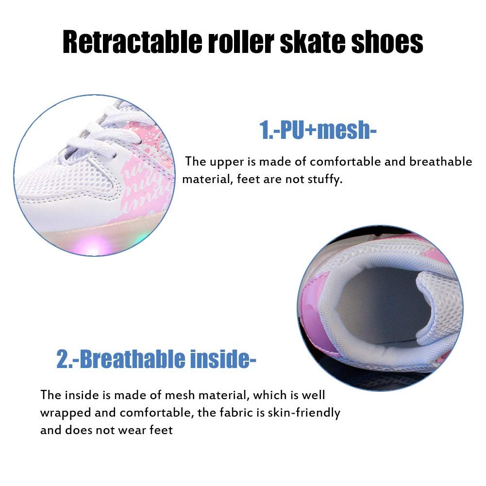 qyy Led Light Roller Skate Sneakers with Wheels for Boys Girl Luminous Light up Wheelies Shoes Skateboarding Shoes Wheel Shoes for Outdoor Sports The Best Gift Black-USA 4