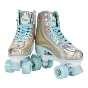 gem quad roller skates - holographic blue, size 7-10