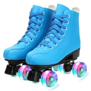 Women Pu Microfiber Roller Skates Skating Shoes Sliding Inline Quad Skates Sneakers Training Europe Size 2 Row 4 Wheels for Adult Kids Youth Boys Girls Outdoor red red Wheel 260 uk7 eur40