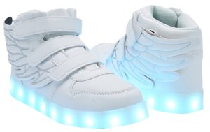 led light up shoes with flying wings for boys girls kids hip-top flashing sneakers for festivals, party, christmas, halloween,friend gift with usb charging, white 36