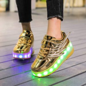 AIkuass Roller Skates- Kids USB Charge Roller Shoes for Girls Boys Kids LED Light Up Sneakers As Best Gift for Party Birthday Christmas Day (12.5 little kid)