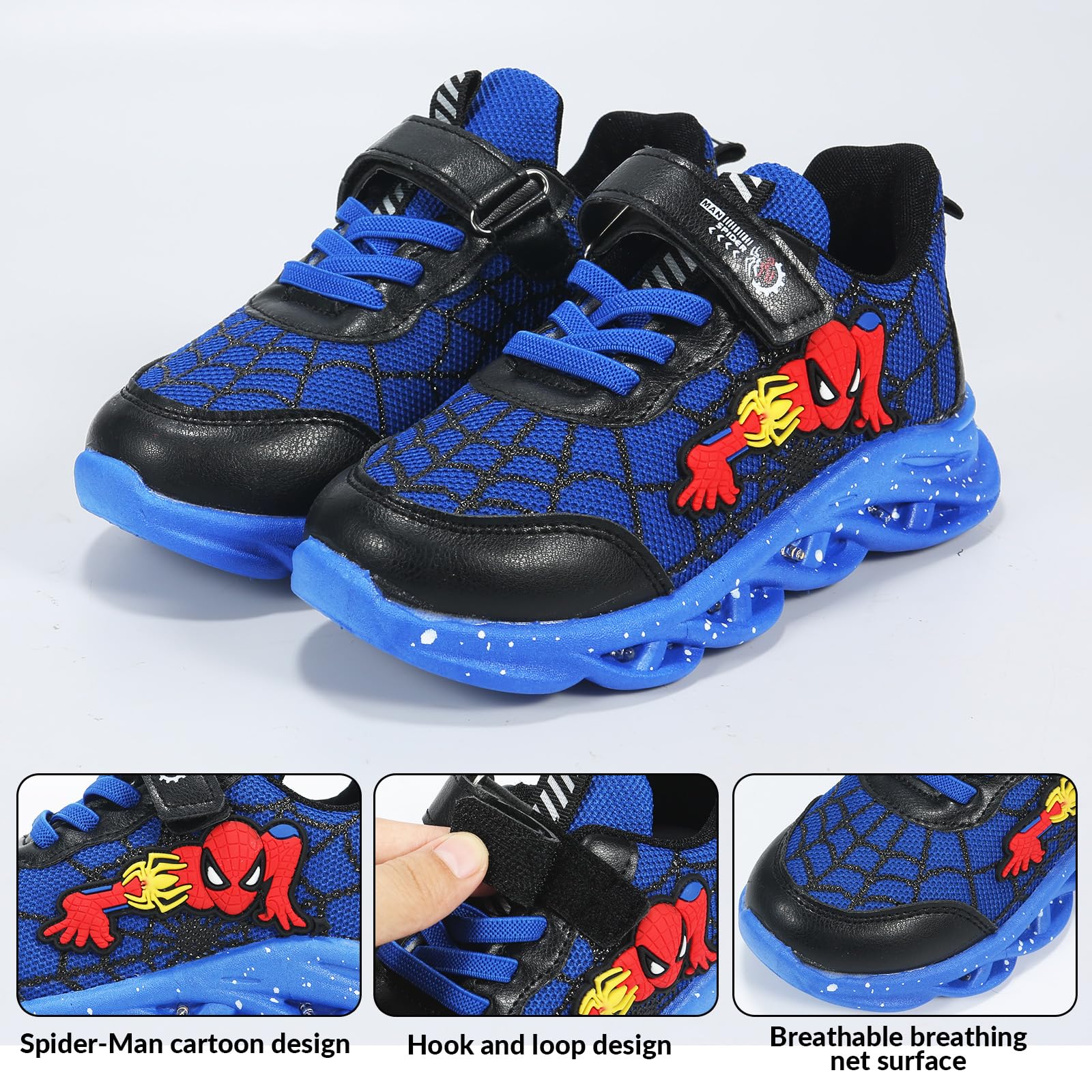 Kosriar Cartoon LED Illuminated Sneakers for Outdoor Sports and Running with Breathable Design and Party Fun(Blue,11)