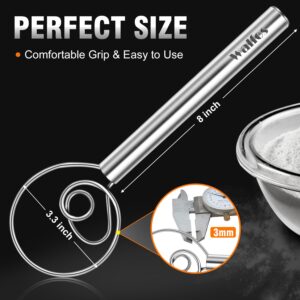 Walfos Danish Dough Whisk, Rustproof Stainless Steel Bread Whisk, Quick Mixing Bread Mixer, Dutch Dough Whisk for Cooking, Blending, Whisking, Stirring, Sourdough, Pizza, Pastry, Cake Batter（2pcs)