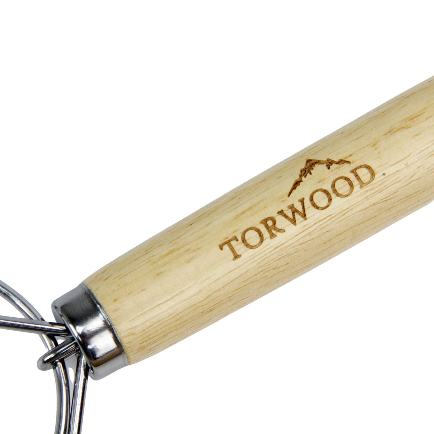 Torwood Danish Dough Whisk Bread Mixer Large 13.5 inches Stainless Steel Wooden Dutch Hook for Baking, Loaves, Pastries and Pizza, comes with a Dough Scraper