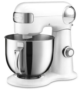 cuisinart sm-50fr 5.5-quart stand mixer, brushed chrome, white (certified refurbished)