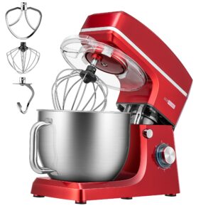 vivohome 7.5 quart stand mixer, 660w 6-speed tilt-head kitchen electric food mixer with beater, dough hook, wire whip, and egg separator, red