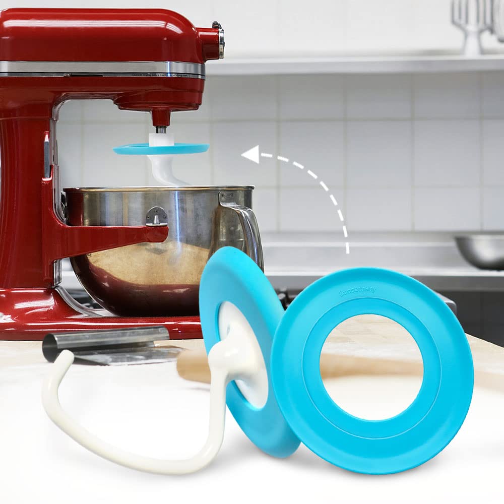 Sunsetbaby Dough Hook Shield for Kitchenaid Mixer, Keep The Mixer Clean, Fit All Type C Shape 3.74in/95mm Diameter Kitchenaid Stand Mixer Hooks (Blue)