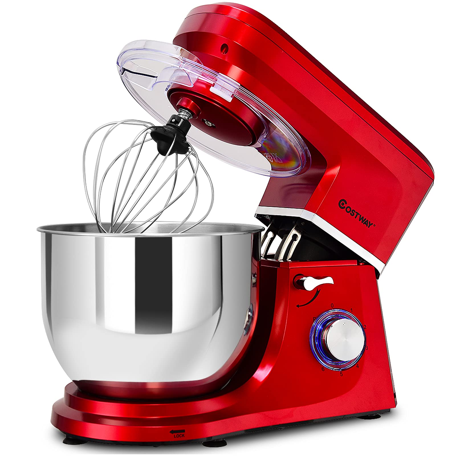 ARLIME Professional Stand Mixer, 7.5QT 660W Tilt-Head Food Mixer, Multifunctional Kitchen Electric Food Dough Mixer 6 Speed W/Dough Hook, Whisk, Beater & Splash Guard (Red)