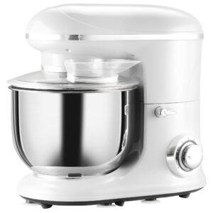 homcom stand mixer with 6+1p speed, 600w tilt head kitchen electric mixer with 6 qt stainless steel mixing bowl, beater, dough hook and splash guard for baking bread, cakes, and cookies, silver