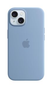 apple iphone 15 silicone case with magsafe - winter blue