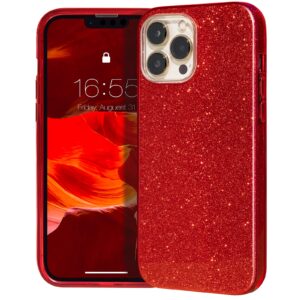 mateprox compatible with iphone 14 pro max case bling sparkle cute girls women protective christmas cases cover for iphone 14 pro max 6.7" 2022 (red)