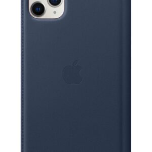 Apple iPhone 11 Pro Max Leather Folio - Deep Sea Blue, Slim Fit, Wireless Charging Compatible