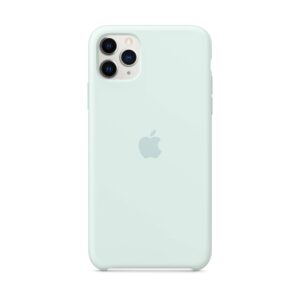 apple iphone 11 pro max silicone seafoam case - slim fit, wireless charging compatible