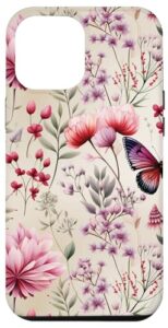 iphone 14 pro max case flower printed butterfly cover protective cover phone case