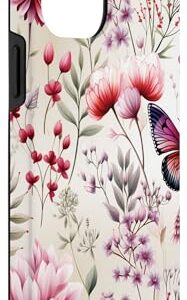 iPhone 14 Pro Max Case Flower Printed Butterfly Cover Protective Cover Phone Case