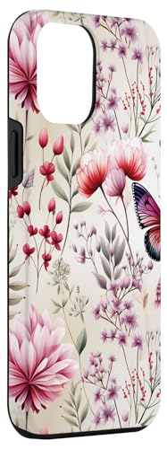 iPhone 14 Pro Max Case Flower Printed Butterfly Cover Protective Cover Phone Case