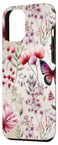 iPhone 14 Pro Max Case Flower Printed Butterfly Cover Protective Cover Phone Case