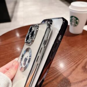 Luxury Plating Charm Logo Hole Hollow Case for iPhone 14 Pro Max Soft Transparent Shockproof Cover