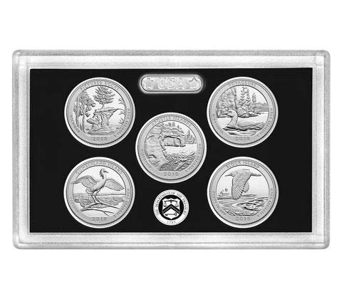 2018 S America the beautiful 2018 Silver Quarter Proof Set No Box or COA 5 Coin Set Silver Proof