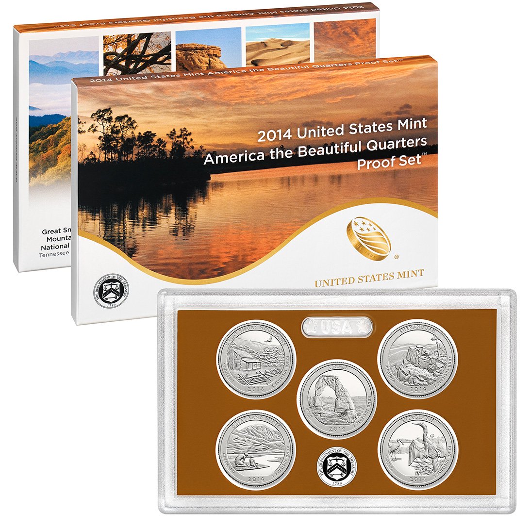 Rare Coins National Park Quarters Proof Set 2015 S 5 Coin Proof with Box & Certificate