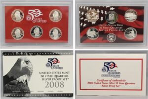 2008 s 2008 s proof state quarter set 90% silver no box or coa 5 coins us mint quarter us mint proof