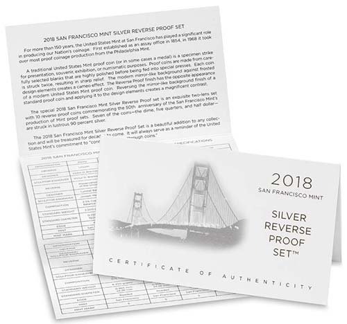 2018 S Reverse Silver Proof Set Brilliant Uncirculated