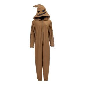 adult oogie boogie costume unisex onesie pajamas christmas nightmare villain costume halloween costume-l brown