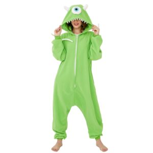 veulent adult onesie pajamas unisex animal one-piece cartoon costume cosplay homewear sleepwear partywear for men women（ mike wazowski, medium）