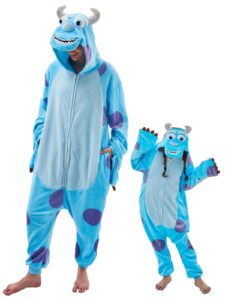 gonaap unisex adult sullivan onesie pajamas animal one piece costume cosplay sleepwear (sullivan, small)