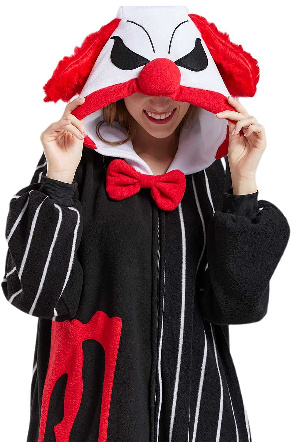 DarkCom Onesie Christmas Pajamas Adult Animal Halloween Costume Cosplay Clown One Piece Unisex Homewear Polar Fleece Sleepwear Small