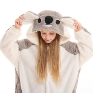 ATOZ Onesie for Kids, Animal Pajamas Halloween Cosplay Costume for Girls Boys, Koala 8-9Y