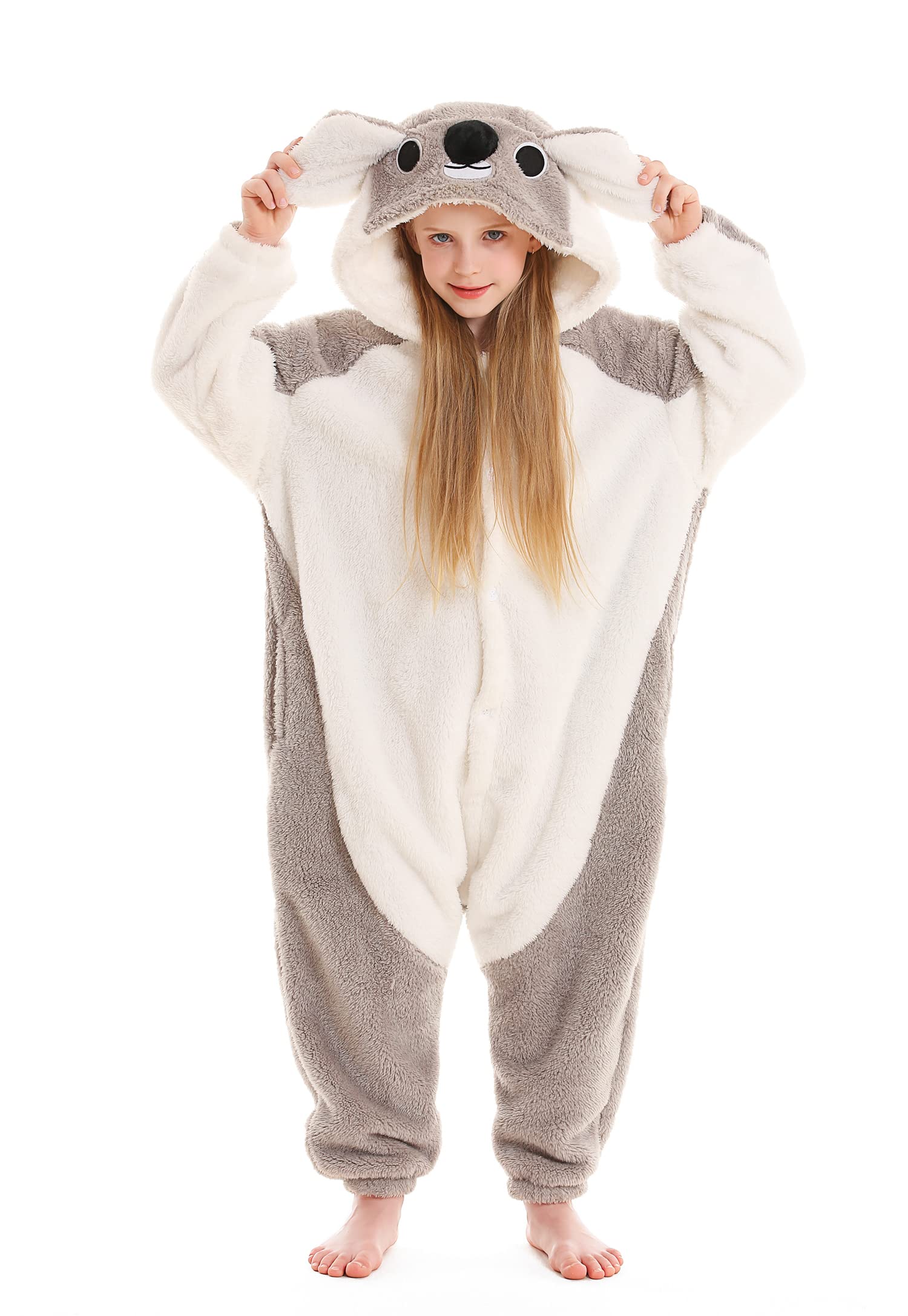 ATOZ Onesie for Kids, Animal Pajamas Halloween Cosplay Costume for Girls Boys, Koala 8-9Y