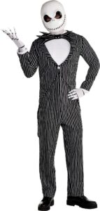 amscan jack skellington costume for adults, disney, nightmare before christmas, standard size, with accessories