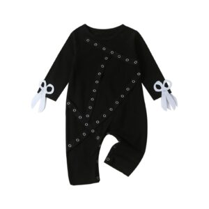 oneflow newborn toddler baby girl boy halloween costumes cute infant costume outfit clothes (unique jumpsuit black, 0-3 months)