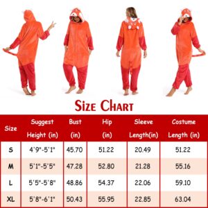 Afoxsos Panda Costumes for Teens Adults, Panda Mei Plush One Piece Costume, Halloween Cosplay Jumpsuit, Turn Costume Onesie, One Piece Animal Pajamas M, Orange