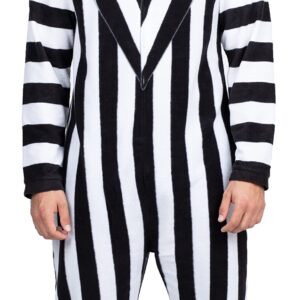 Prestigez BeetleJuice Mens Hooded Onesie Pajama Costume Union Suit, Size Medium