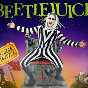 Prestigez BeetleJuice Mens Hooded Onesie Pajama Costume Union Suit, Size Medium