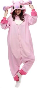 happy lives adult women onesie pajama halloween costumes for adult and teenagers (pink stitch, x-large)