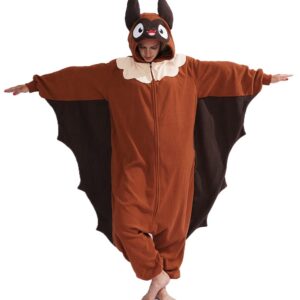 vavalad Adult Bat Onesie Pajamas Animal Cosplay Costume Halloween One-Piece Jumpsuit for women men