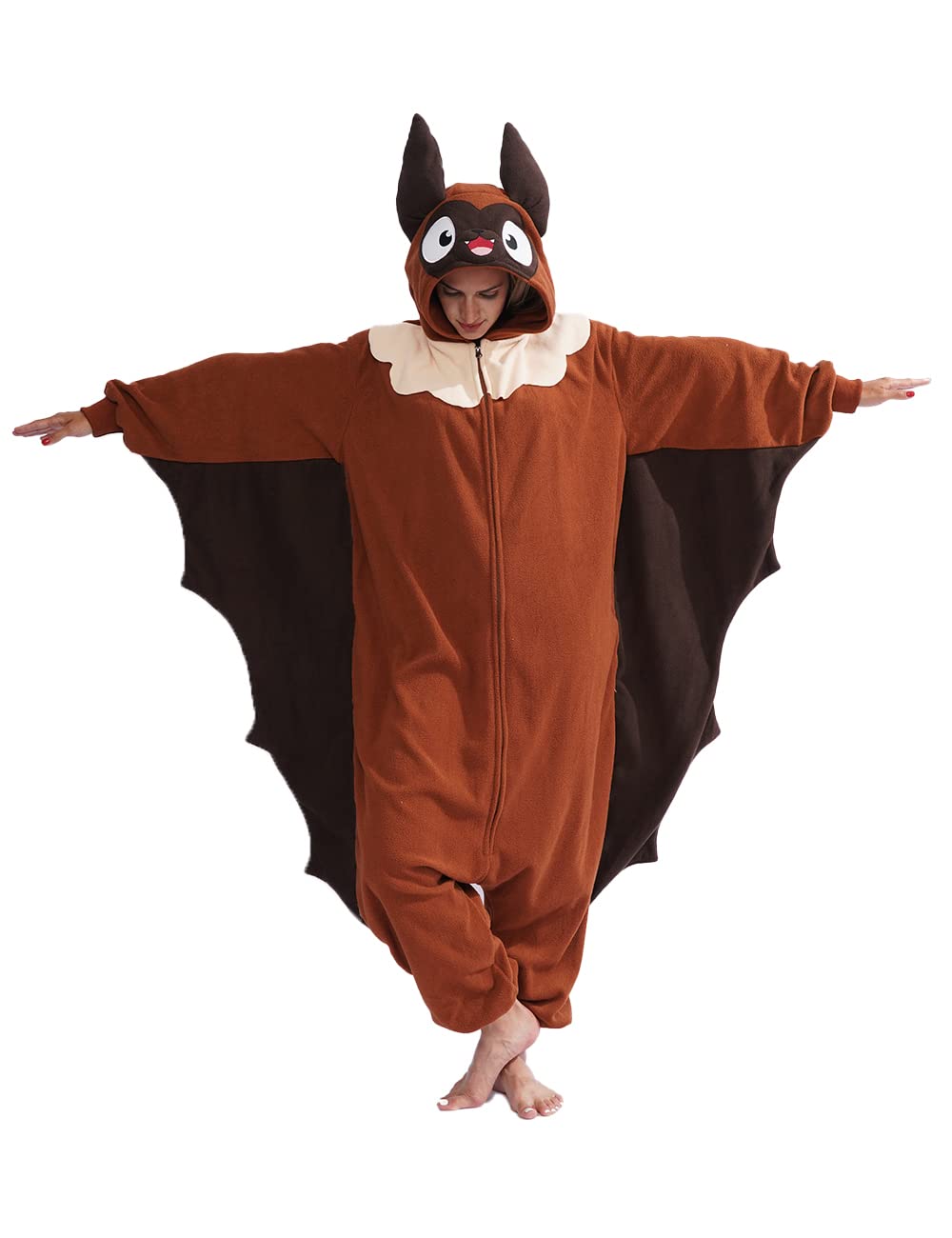 vavalad Adult Bat Onesie Pajamas Animal Cosplay Costume Halloween One-Piece Jumpsuit for women men