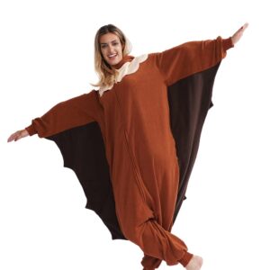 vavalad Adult Bat Onesie Pajamas Animal Cosplay Costume Halloween One-Piece Jumpsuit for women men