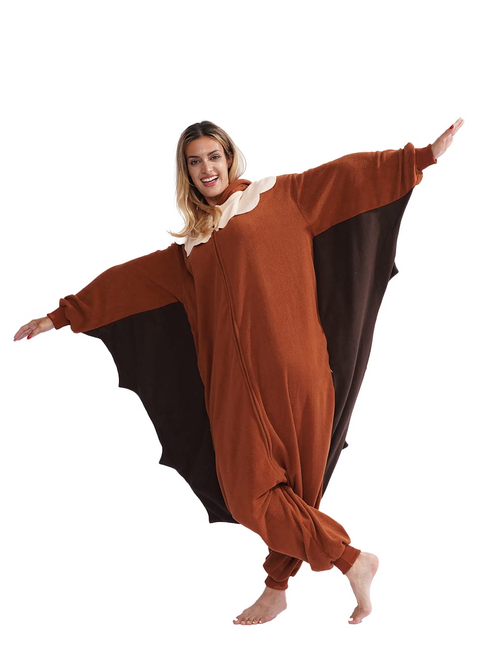 vavalad Adult Bat Onesie Pajamas Animal Cosplay Costume Halloween One-Piece Jumpsuit for women men