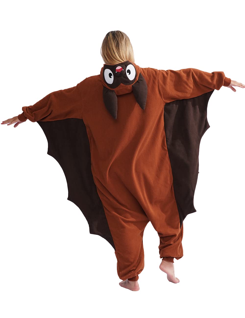 vavalad Adult Bat Onesie Pajamas Animal Cosplay Costume Halloween One-Piece Jumpsuit for women men