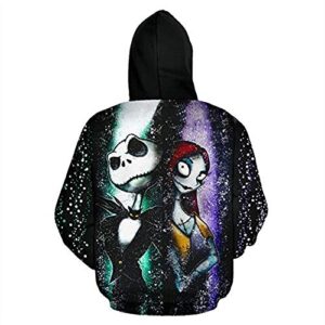 mlsjdger Unisex Nightmare Before Christmas Jack & Sally Novelty Hoodie 3D Print Sweatshirts Hoodie